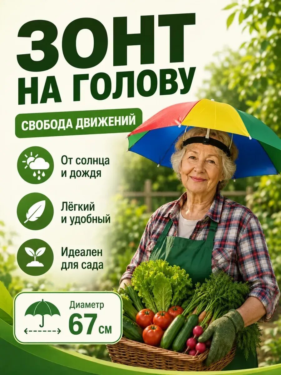 Зонт на голову складной для рыбалки дачи и отдыха