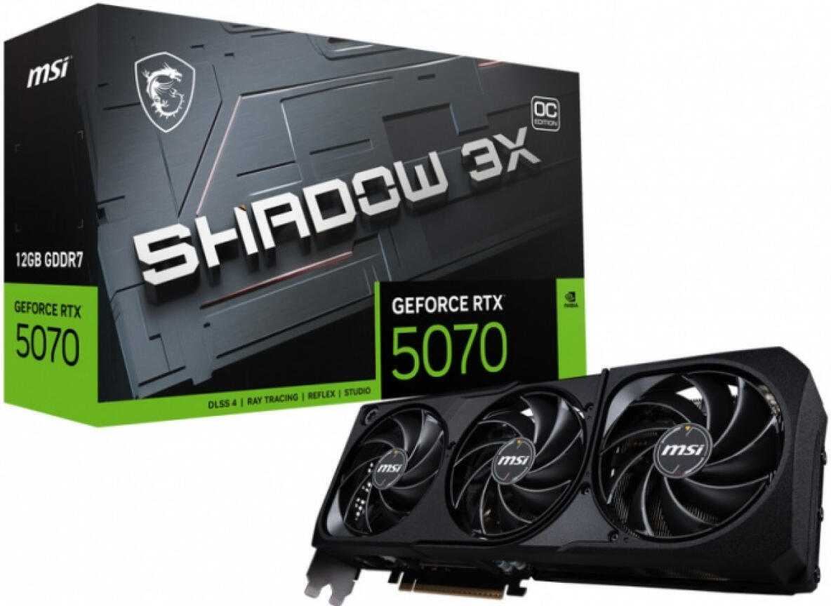 Видеокарта RTX 5070 12Gb MSI SHADOW 3X OC, Blackwell 6144 ядра CUDA, 3 вертушки