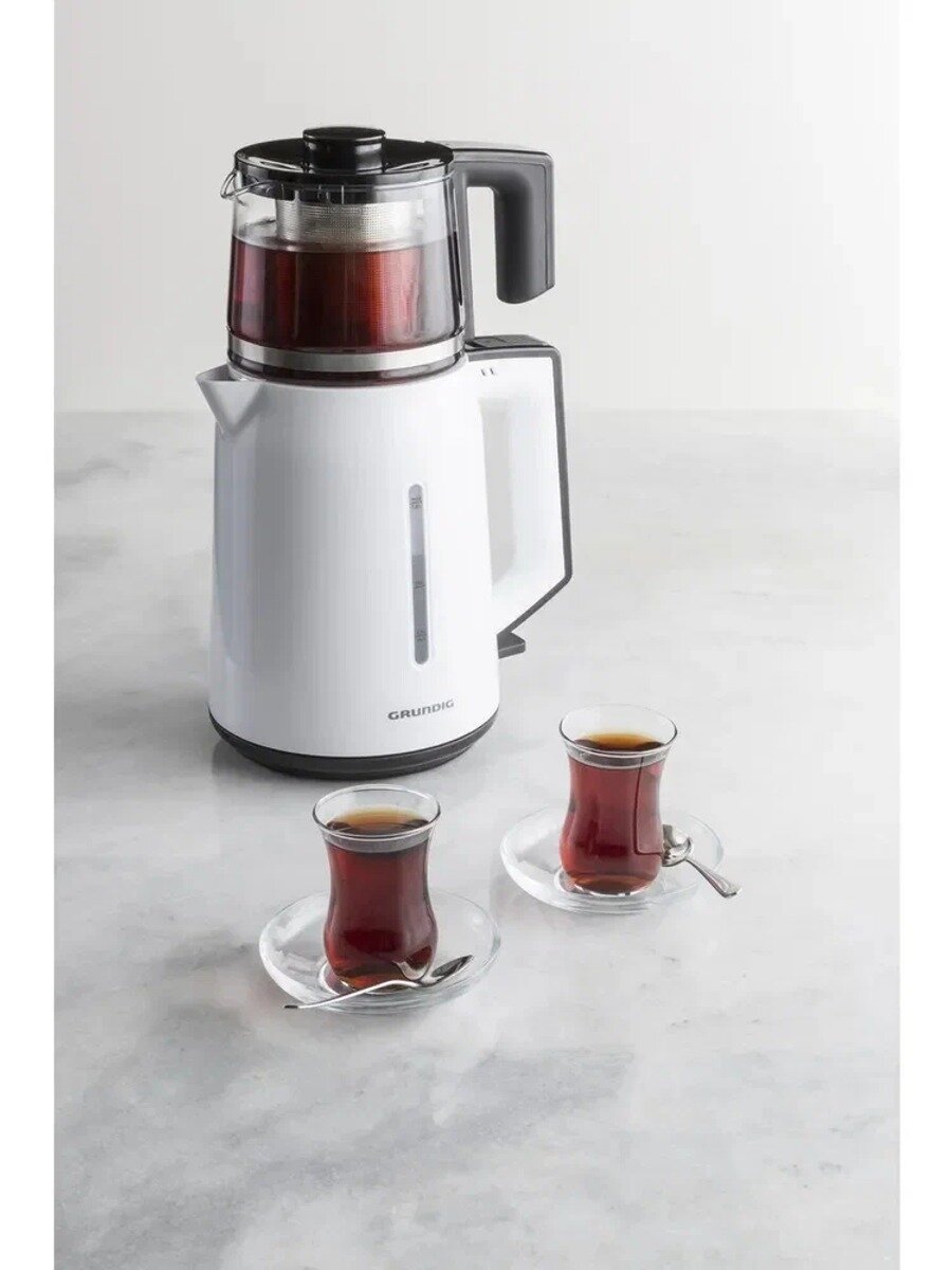 Grundig Электрический чайник çay-makine, белый, с заварочным чайником