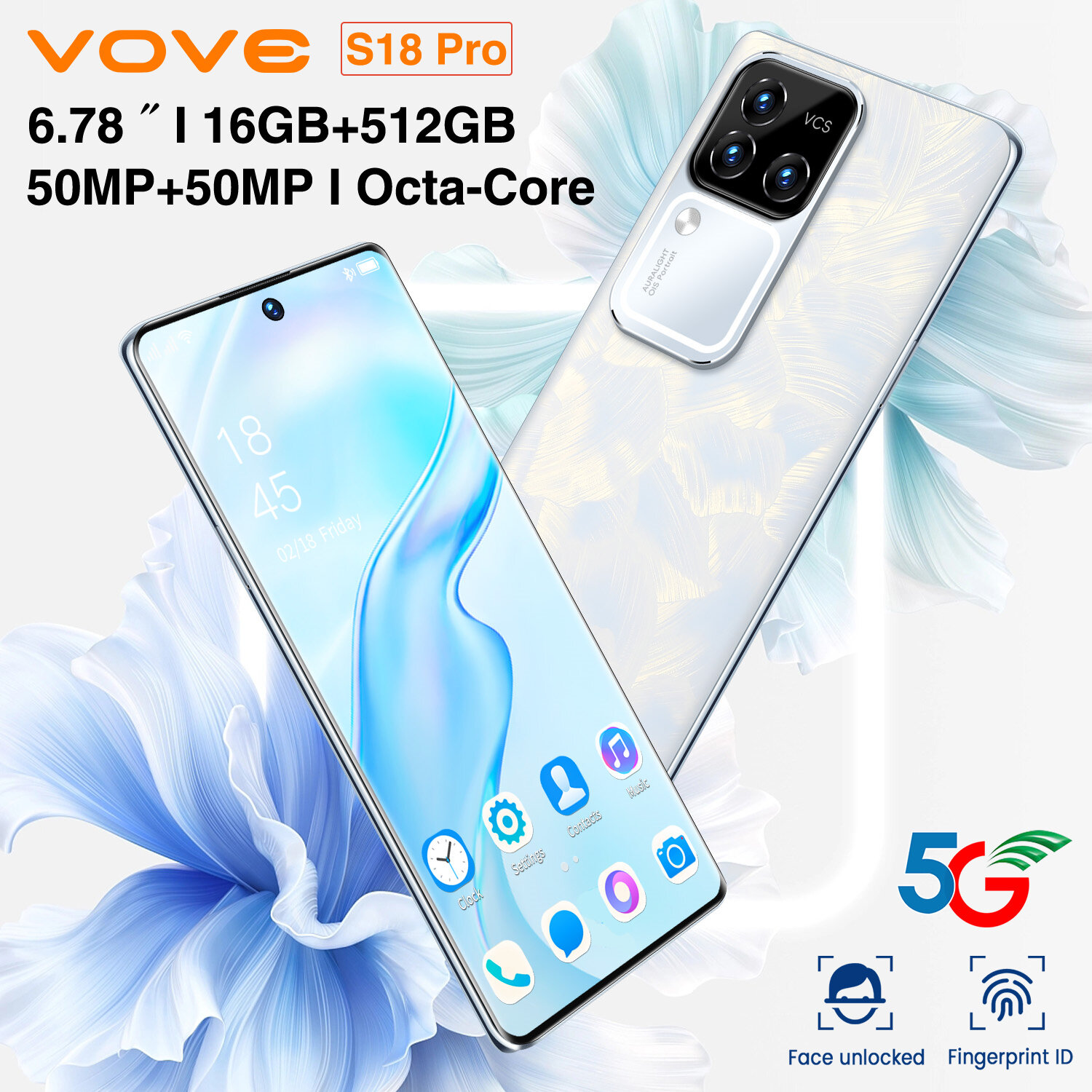 Смартфон "S18Pro", 50 МП, AMOLED, 6.78", 16ГБ/512ГБ, OIS, Green