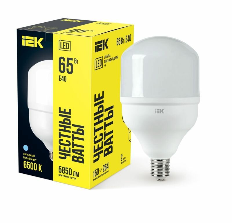 Лампа светодиодная HP 65Вт 230В 6500К E40 IEK LLE-HP-65-230-65-E40