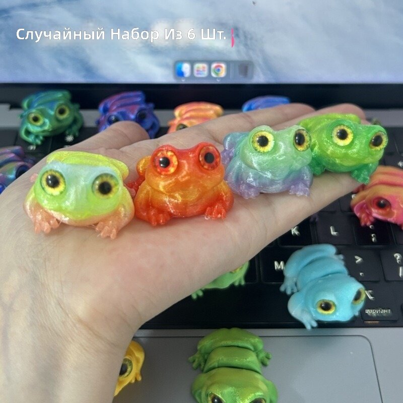 Мини-фигурки лягушек с подвижными суставами и реалистичными глазами, 6 шт, случайные цвета, декор для офиса, автомобиля и аквариума