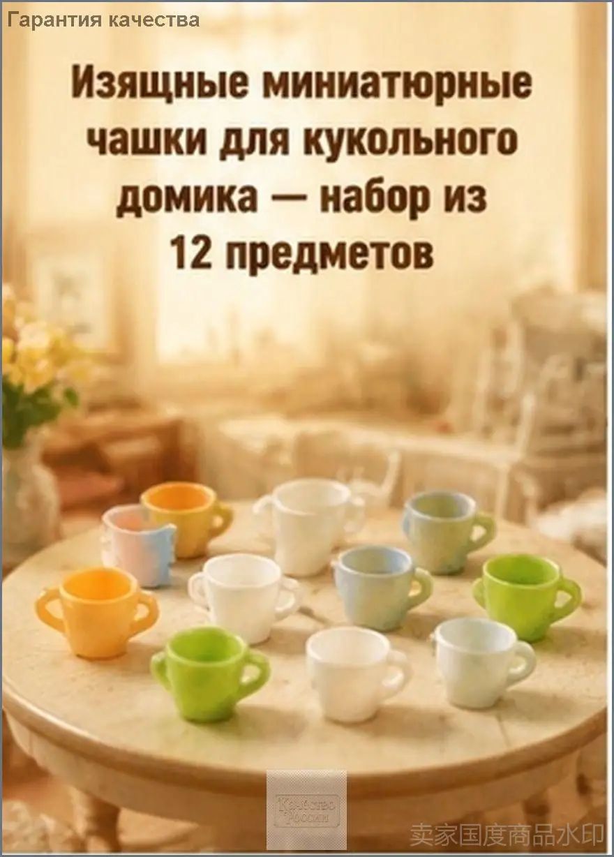 Миниатюрные чайные кружки из прочной смолы, набор из 12 шт для декоративного оформления кукол
