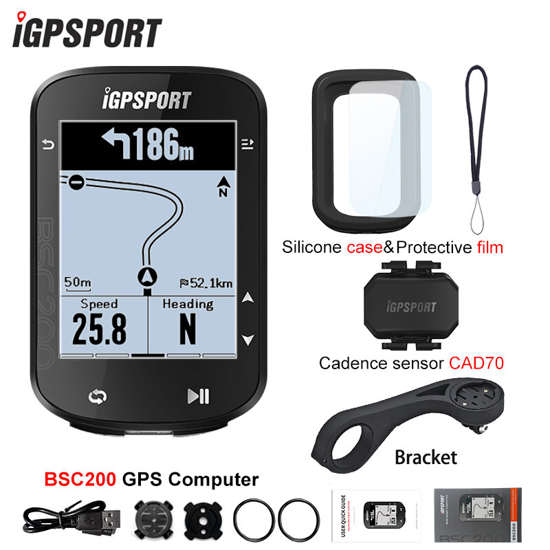 IGPSPORT BSC200 Велосипедный спидометр Беспроводной водонепроницаемый IPX7 Заряжаемый велосипед Компьютерный спидометр GPS 2,5 - дюймовый жидкокристаллический дисплей Bluetooth ANT + mtb