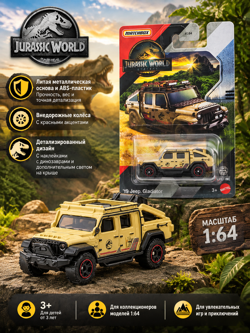 Металлическая коллекционная машинка Джип Гладиатор 2019 года масштаб 1:64 для мальчиков