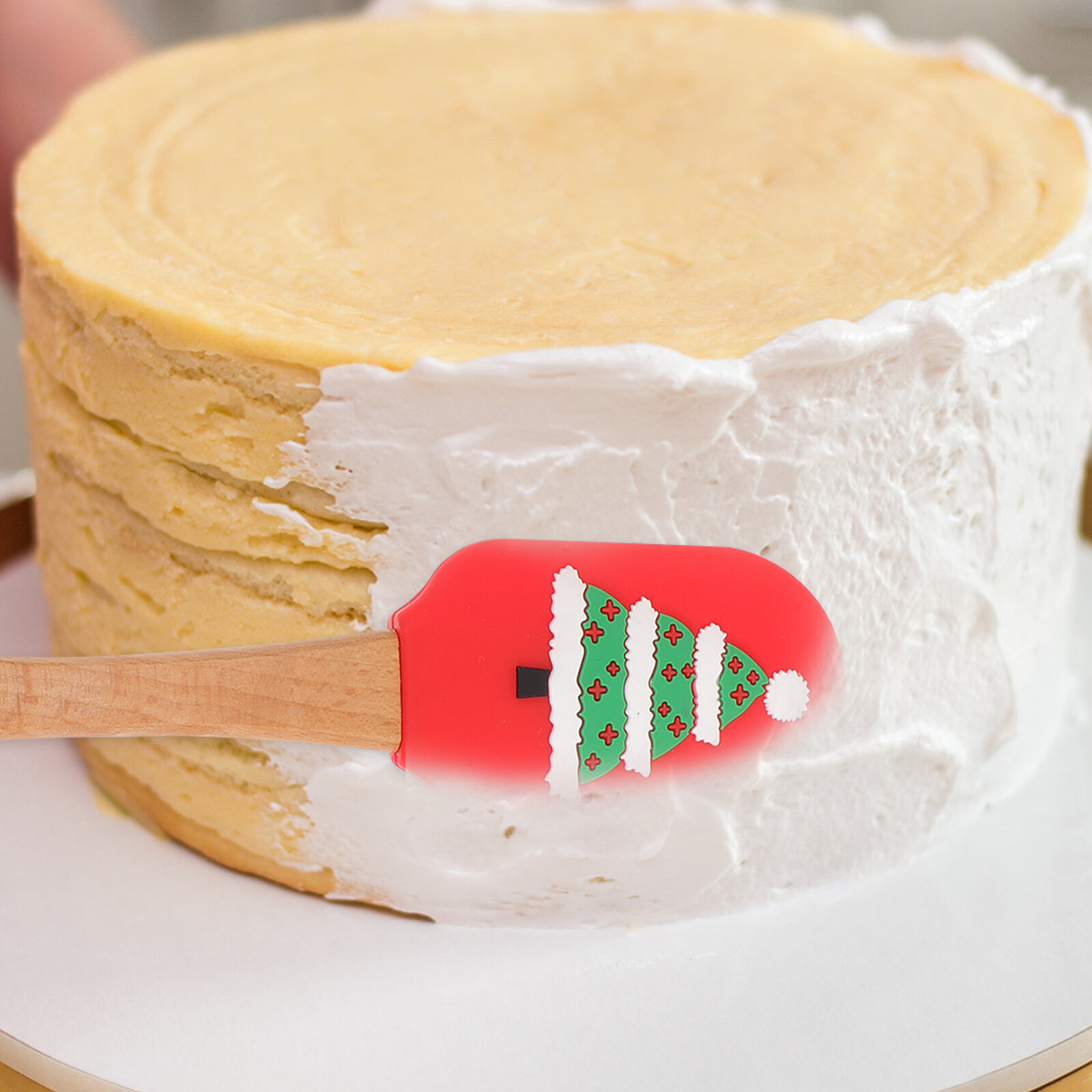 Силиконовая Лопатка Для Выпечки С Деревянной Ручкой И Узором В Форме Имбирного Человечка 25.5x5 См