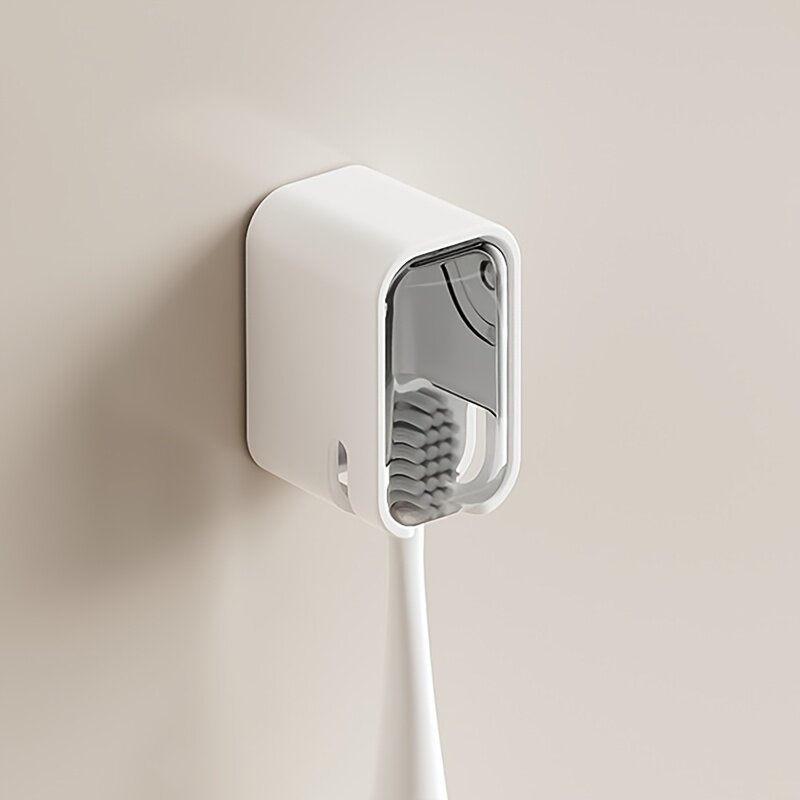 Подставка для зубных щеток с крышкой, настенная пылезащитная модель без сверления, минималистичный дизайн, для хранения электрических зубных щеток, серый цвет, 1 шт.