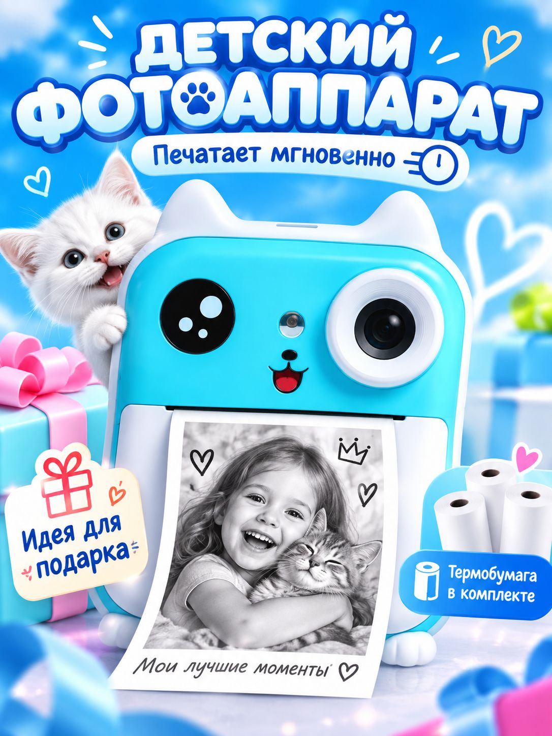Фотоаппарат детский мгновенной печати/детский фотоаппарат мгновенной печати