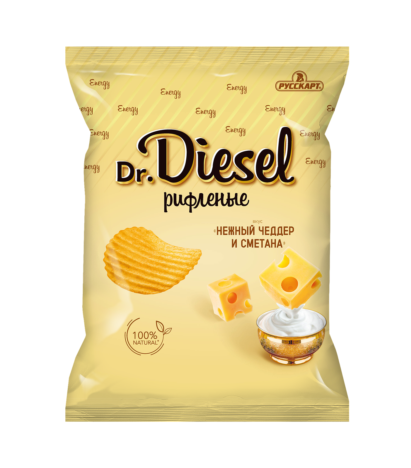 Упаковка из 20 пачек Картофель Русскарт "Dr.Diesel" Рифленый чеддер и сметана 120г