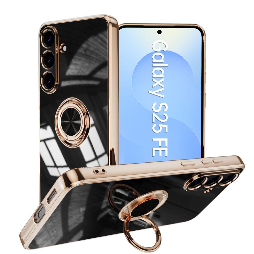 Чехол-кольцо для Samsung Galaxy S25 FE/S25FE, мягкий чехол-бампер с золотым покрытием на Самсунг Гелекси С25 ФЕ
