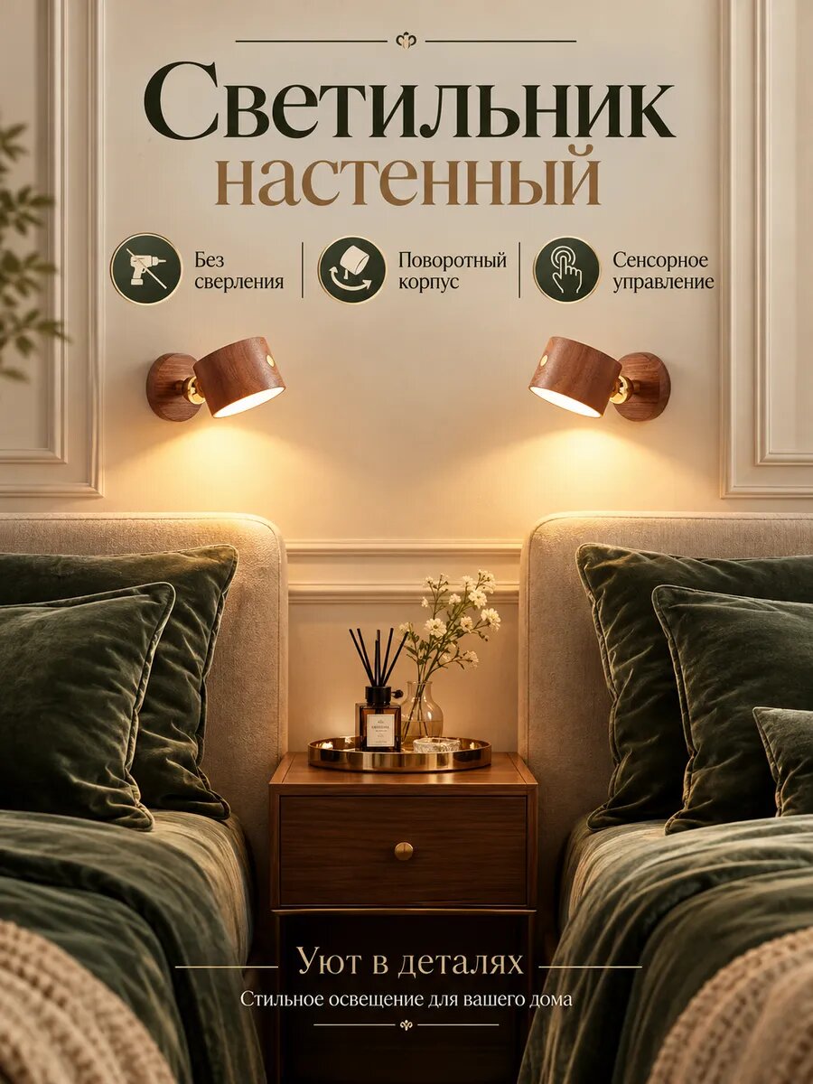 Светильник настенный бра для спальни 1 шт