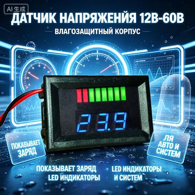 Влагозащитный вольтметр датчик заряда 12В 24В 36В 48В 60В