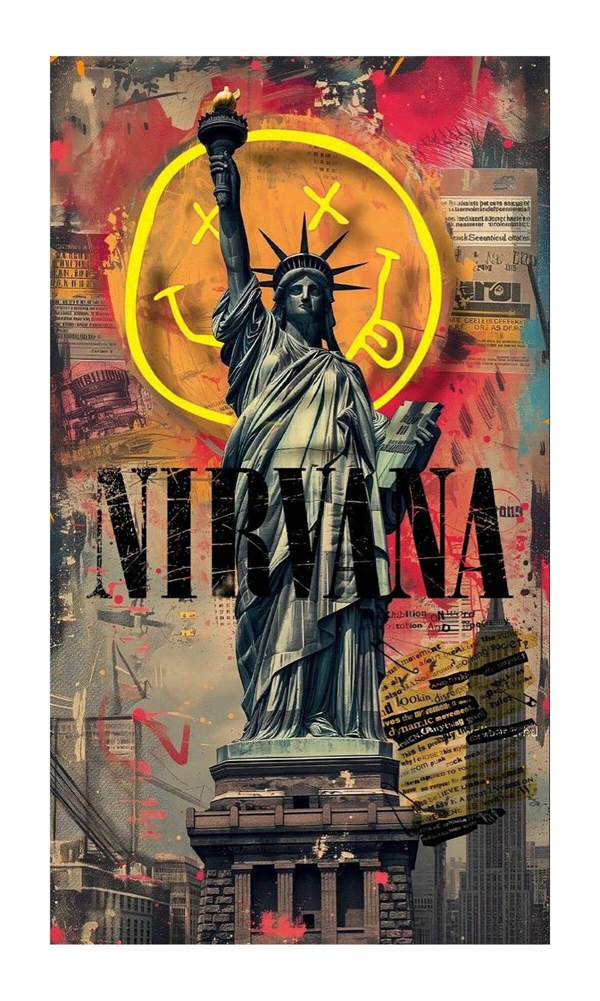 Картина на холсте -Nirvana статуя свободы 50Х90 см Картина без подрамника
