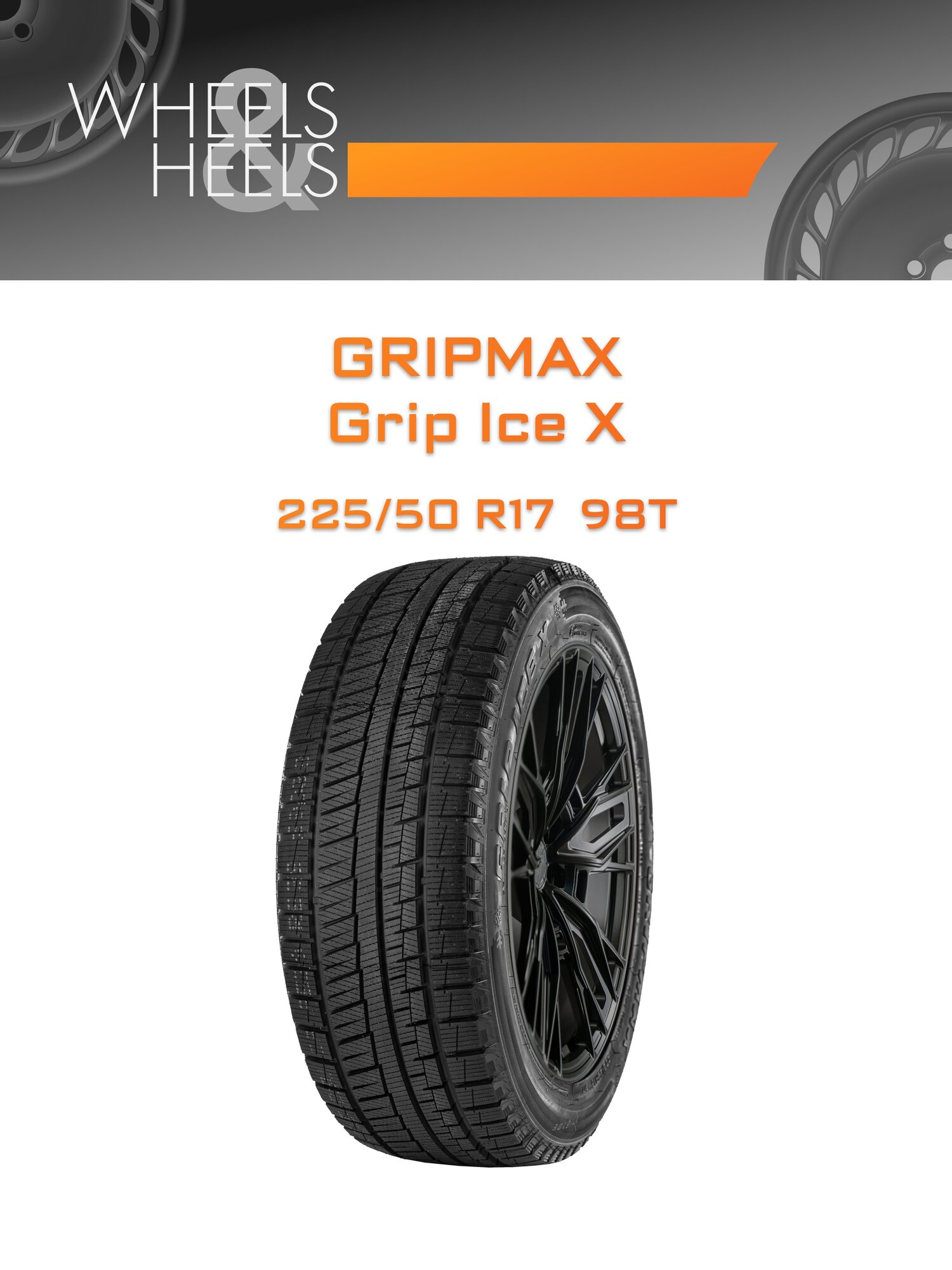 Шина автомобильная GRIPMAX Grip Ice X 225/50 R17 98T XL WINTER, зимняя, универсальная