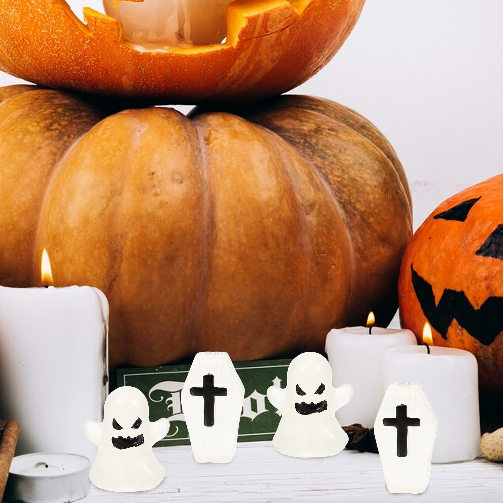 4 Шт Светящиеся Миниатюрные Поделки Декор Halloween Орнамент Изделия Из Резины 3x1.6Cm
