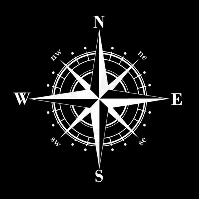 Автомобильные наклейки NSWE Compass, кузов автомобиля и мотоцикла, внешняя белый, 40x40cm, Белый