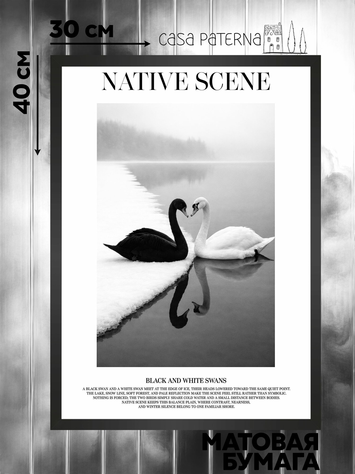 Постер на стену 30х40 Native Scene #34, черно-белая фотография для интерьера, чб без рамки Casa Paterna