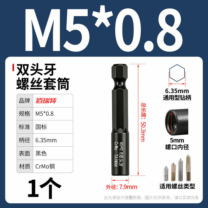 Двухзаходная мебельная вставка M5x0.8 Внутренне-наружная резьба Встраиваемая гайка Саморез Бит