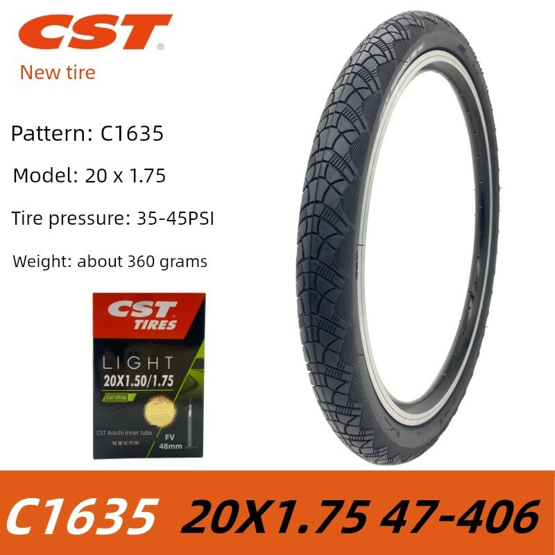 20x1.75 CST C1635 60 TPI внешняя шина с внутренней шиной 48мм французского клапана