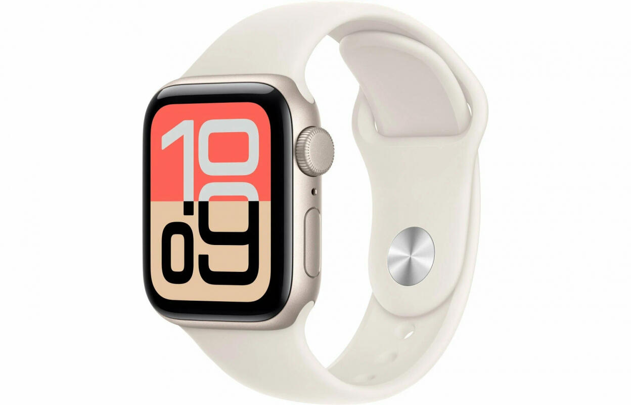 Часы Apple Watch Series SE 3 2025 40 mm Starlight Aluminium Case, Starlight Sport Band S/M (Бежевый)