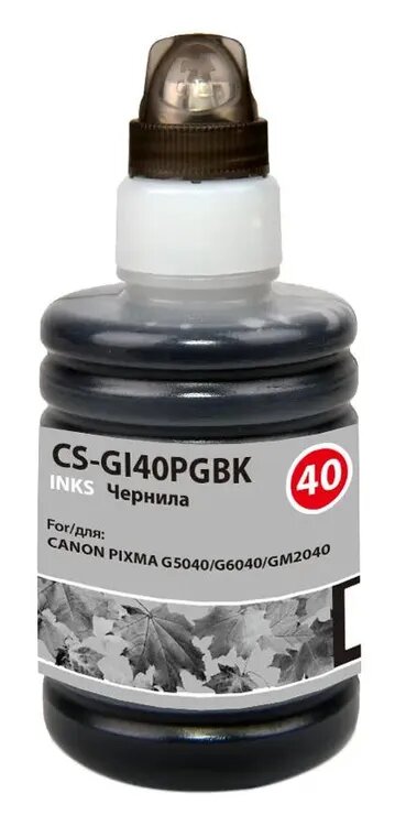 Чернила Cactus CS-GI40PGBK GI-40, для Canon, 140мл, черный пигментный