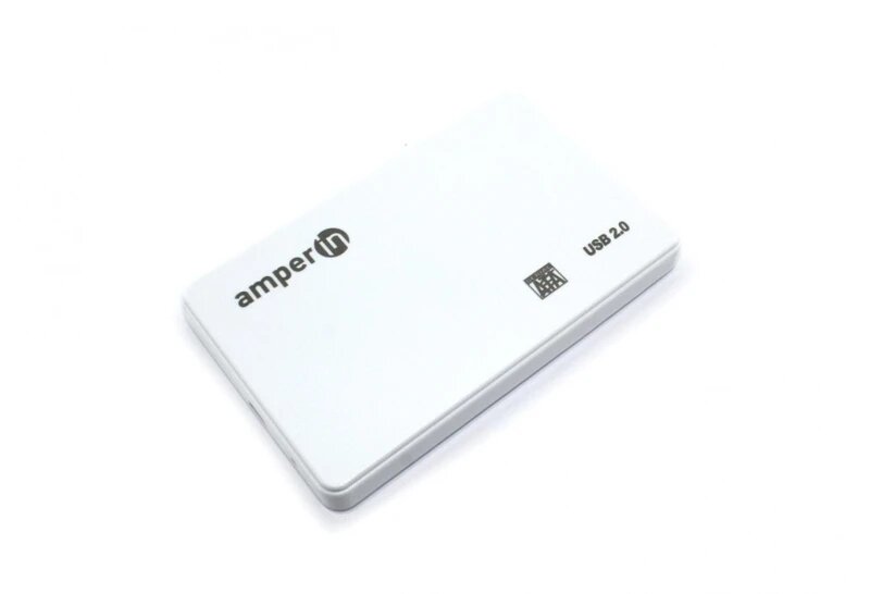 Корпус для жесткого диска Amperin AM25U2PW 2,5", USB 2.0, пластиковый, белый