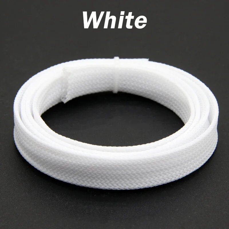 Плетёная оплетка для кабелей из ПЭТ, 2-60 мм Белый, White, 2 meters, 12 мм