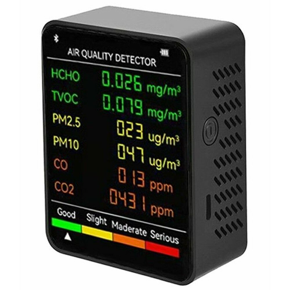 Монитор качества воздуха 6 в 1, детектор CO2, CO, PM2.5, PM10, формальдегида, TVOC, для дома