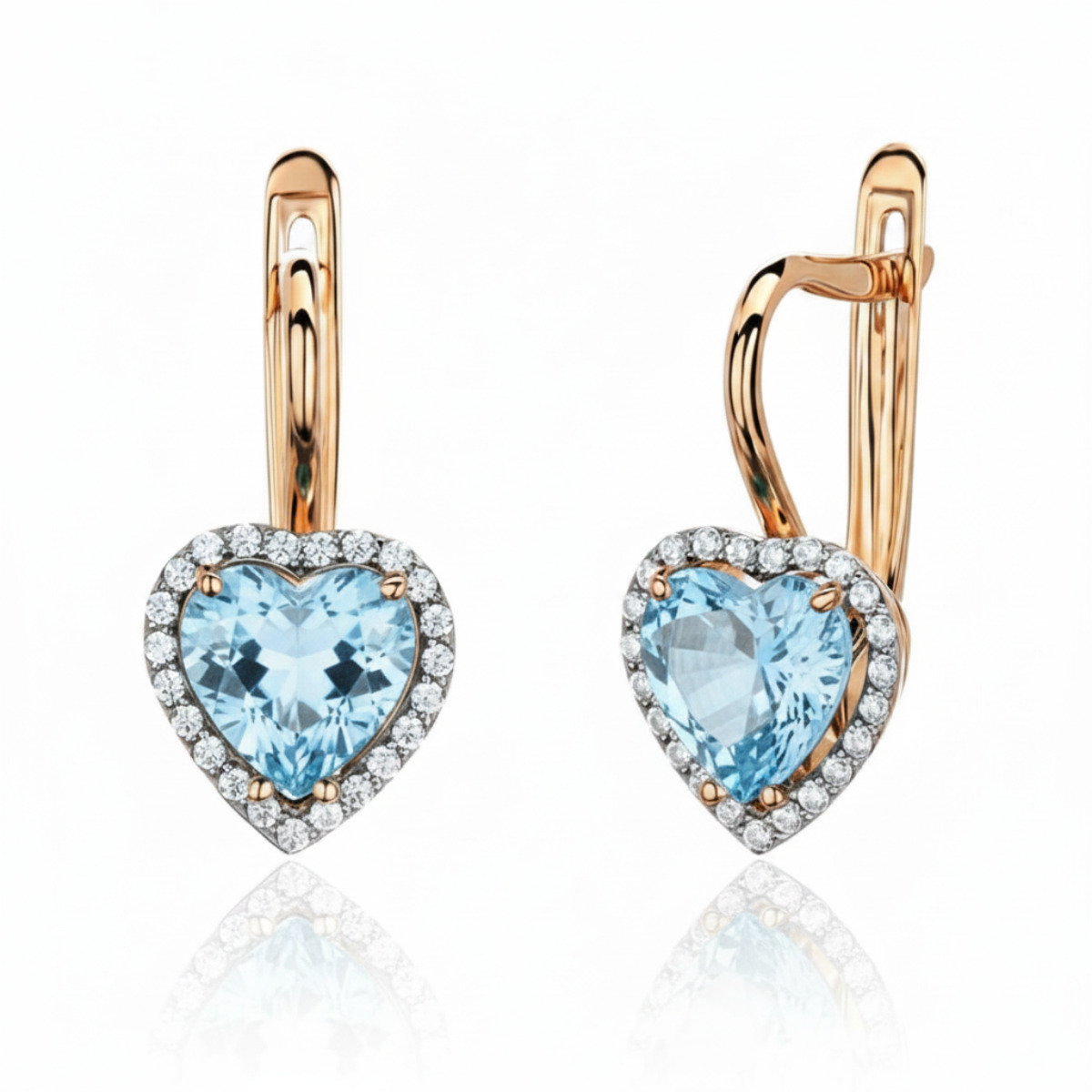 Серьги Эстет, красное золото, 585 проба, топаз, фианит