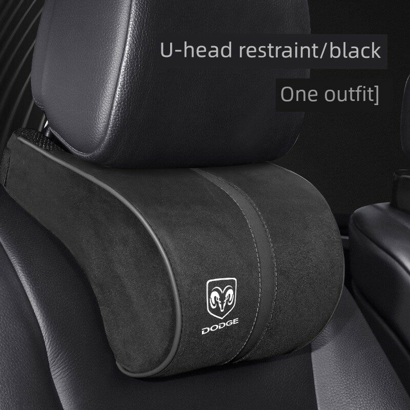 U-образная подушка для головы для Dodge Caliber, черный цвет, с логотипом, 1 шт.
