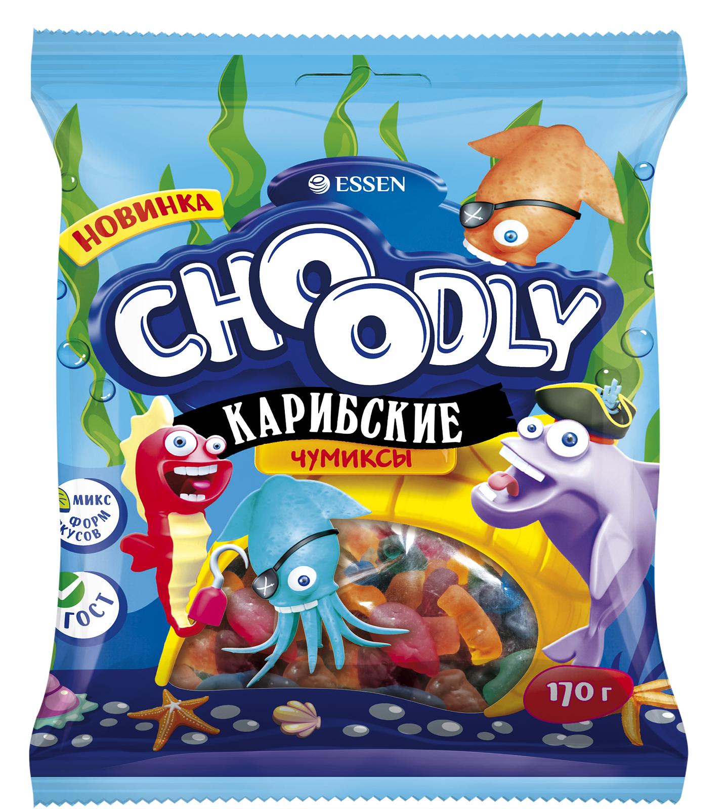 Упаковка из 12 пачек Мармелад жевательный Choodly Карибские Чумиксы пак 170г