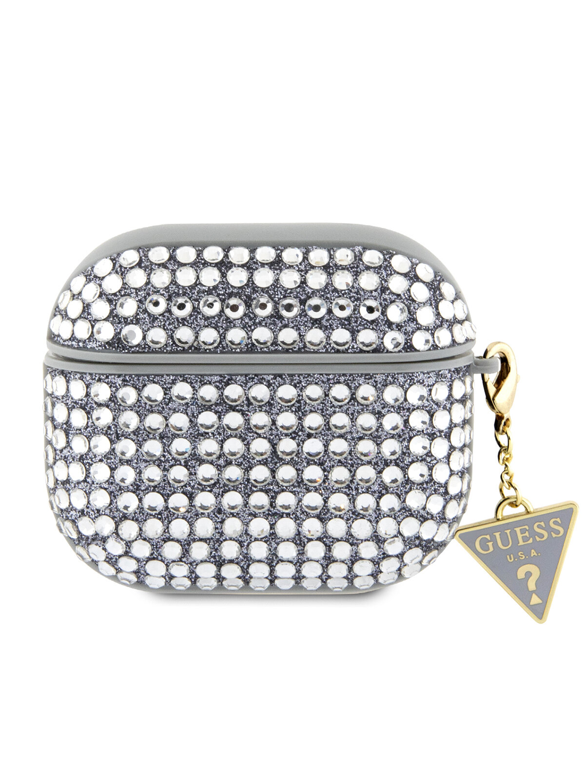 Guess для Airpods 3 чехол Diamond Rhinestone with Triangle charm Silver