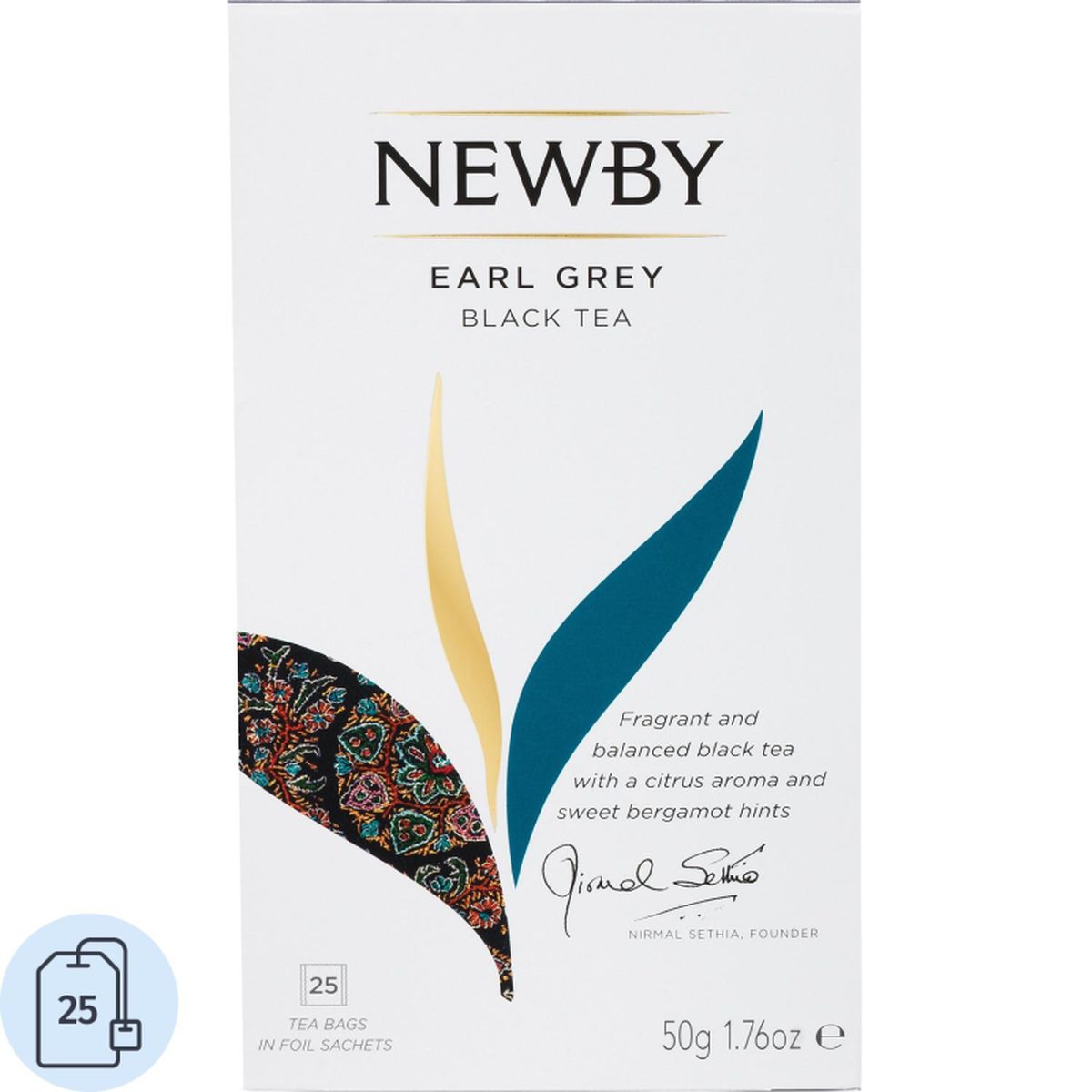 Чай Newby Earl Grey черный с бергамотом 25 пакетиков, 1 уп.