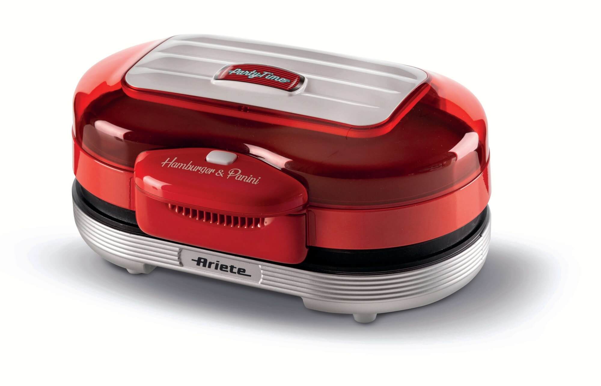 Гриль для гамбургеров ARIETE Party Time, красный, 1200 Вт, 2 порции одновременно, 2 типа панелей (00C020500AR0)