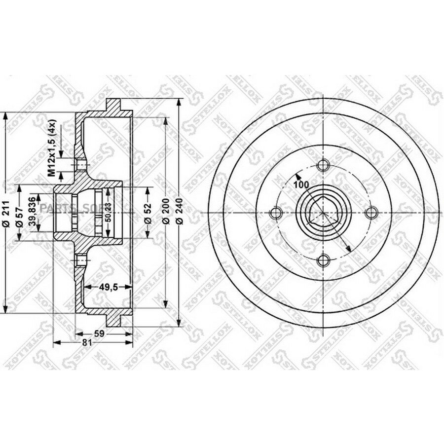 STELLOX 60254709SX 6025-4709-SX барабан тормозной!\ VW Golf 1.4-1.9TDi 91-97, Chery
