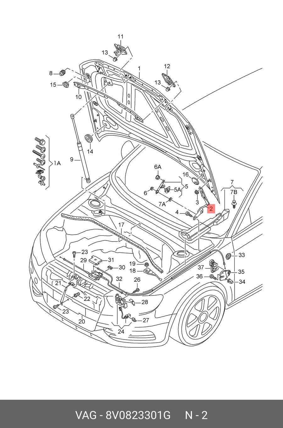 Петля крышки org (VAG 8V0823301G)