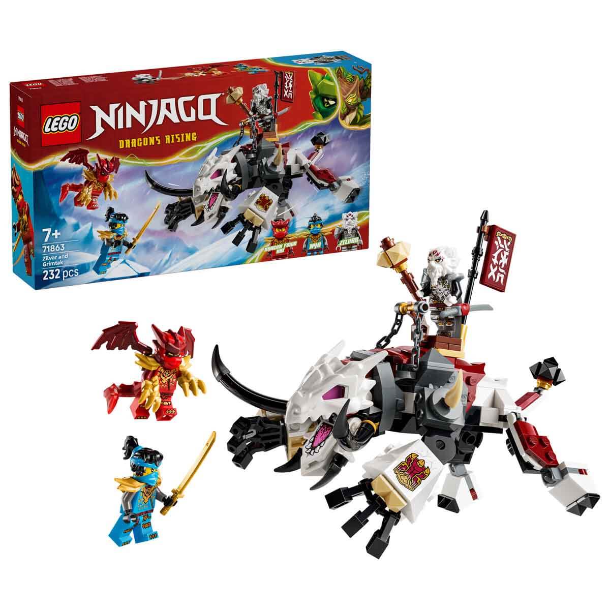 LEGO NINJAGO Зилвар и дракон-монстр Гримтак 71863 творческий набор для сборки из 3 минифигурок для детей от 7 лет и старше (232 детали)