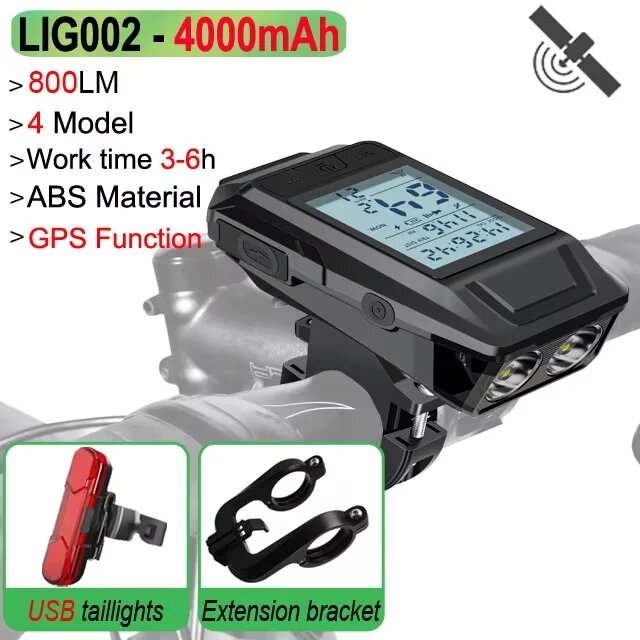 GPS-фонарь для велосипеда LIG002 3 в 1 LIG002-305-HOL