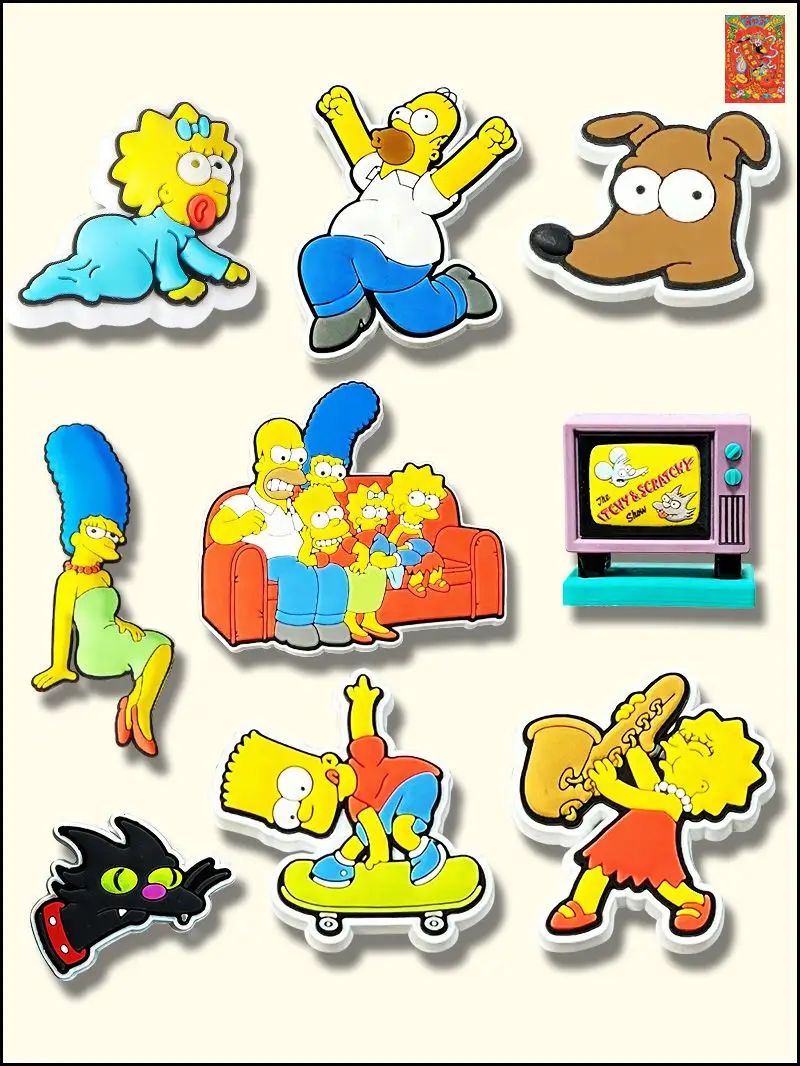 Джиббитсы для кроссовок 9 шт, дизайн Герои мультфильмов Simpsons, цвет авокадо, полиэстер с ПВХ покрытием, мужские аксес