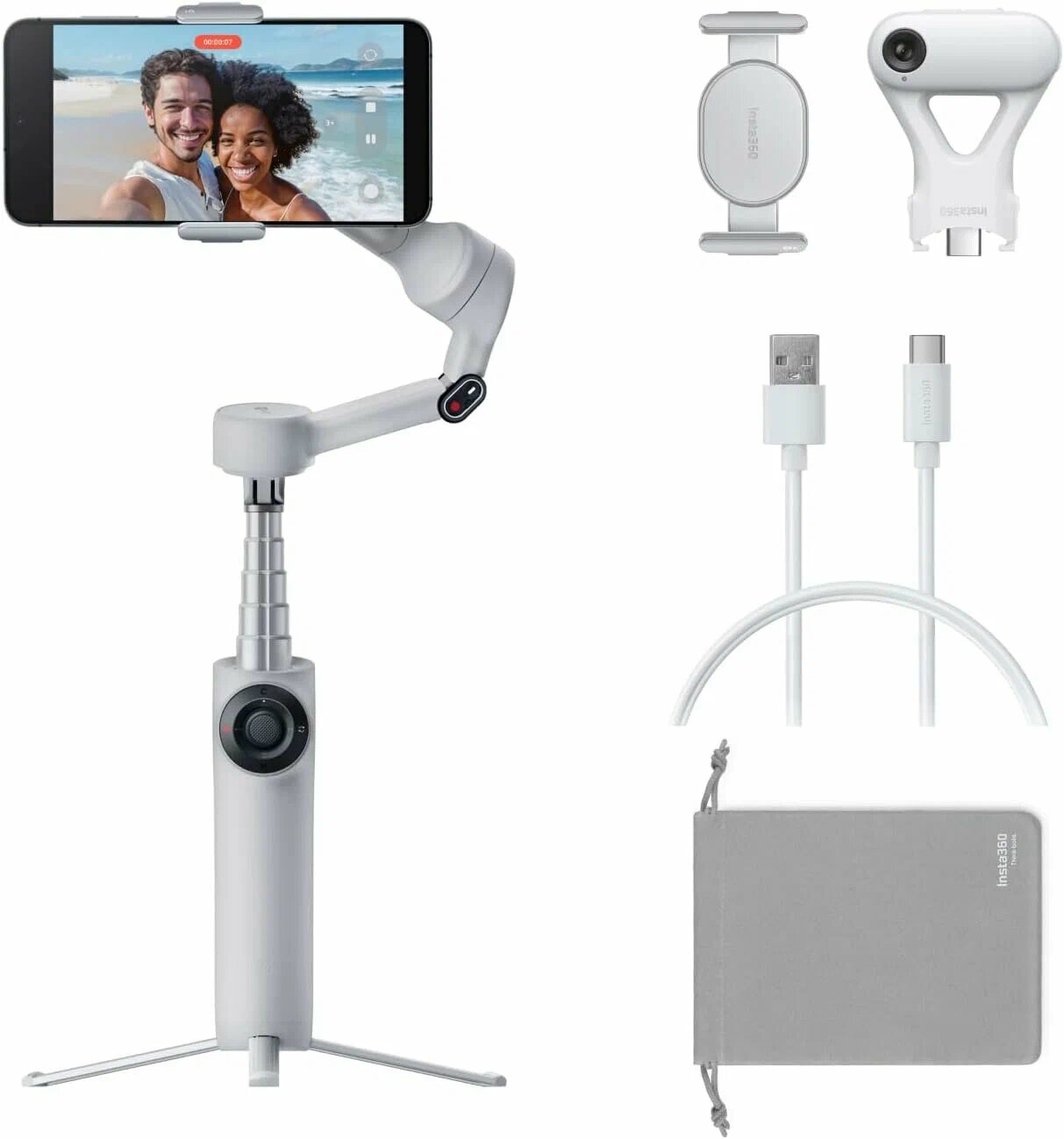 Стабилизатор Insta360 Flow 2, AI Tracker Bundle, Stone Gray (Серый)