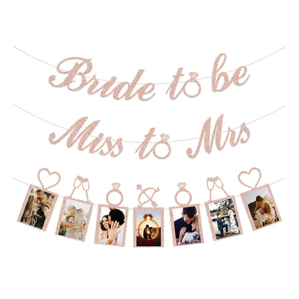 Розовое золото баннер с надписью 'Bride to Be Miss to Mrs' и фоторамка для помолвочной свадебной вечеринки
