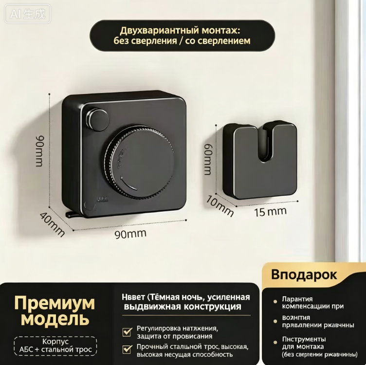 Выдвижная сушилка для белья на стену 4,2 м, трос из нержавеющей стали, монтаж без сверления