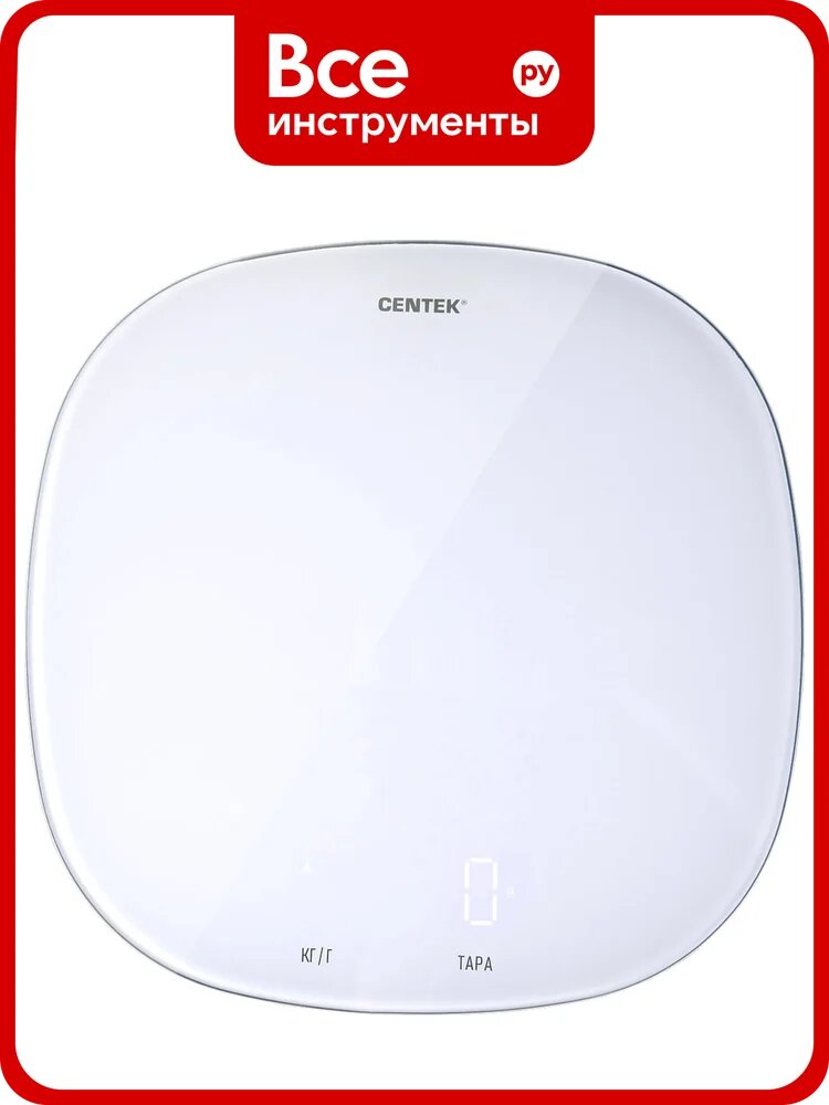 Кухонные весы Centek сенсор, 180x15x180 мм, max 5 кг, шаг 1 г, Авто Ноль/Выкл CT-2482 LED WHITE