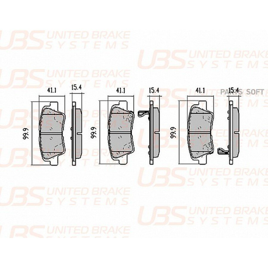 Тормозные колодки для HYUNDAI SOLARIS 10-/i30 11-/13-/i40 11-/KIA RIO 11-/12-/ GEELY ATLAS /CEED 12 UBS B1103090