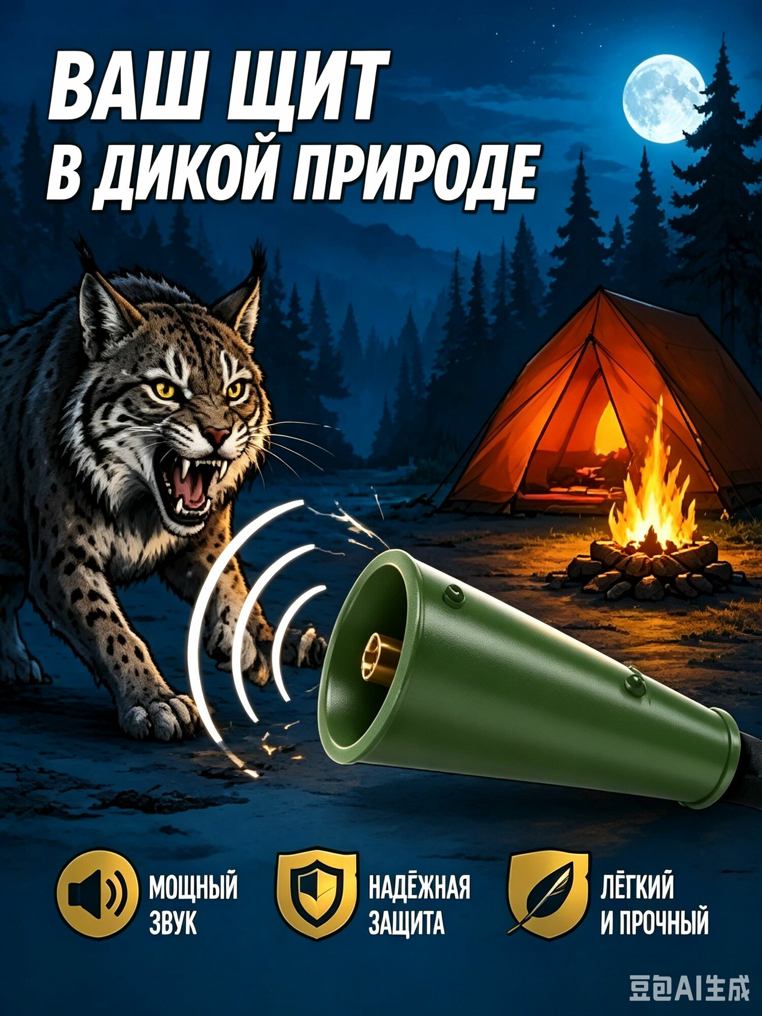 Горн охотничий сигнальный рожок для выживания в лесу, громкий отпугиватель медведей и животных