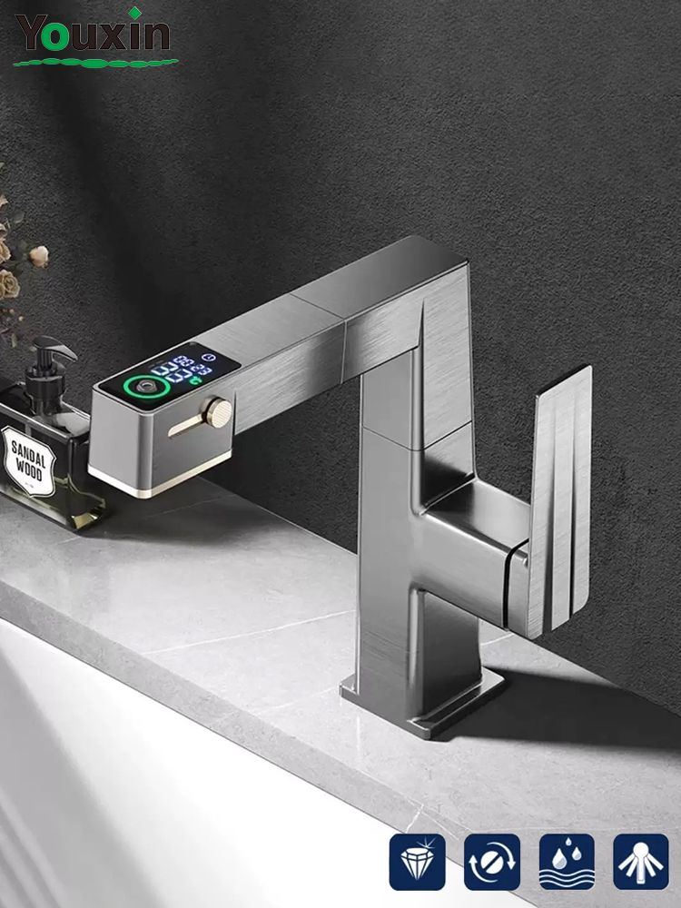 Смеситель для ванной комнаты, Youxin intelligent digital display выдвижной подъемный многофункциональный смеситель для раковины, KE-862KH