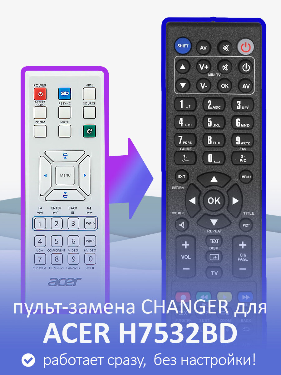 Пульт-замена для ACER H7532BD