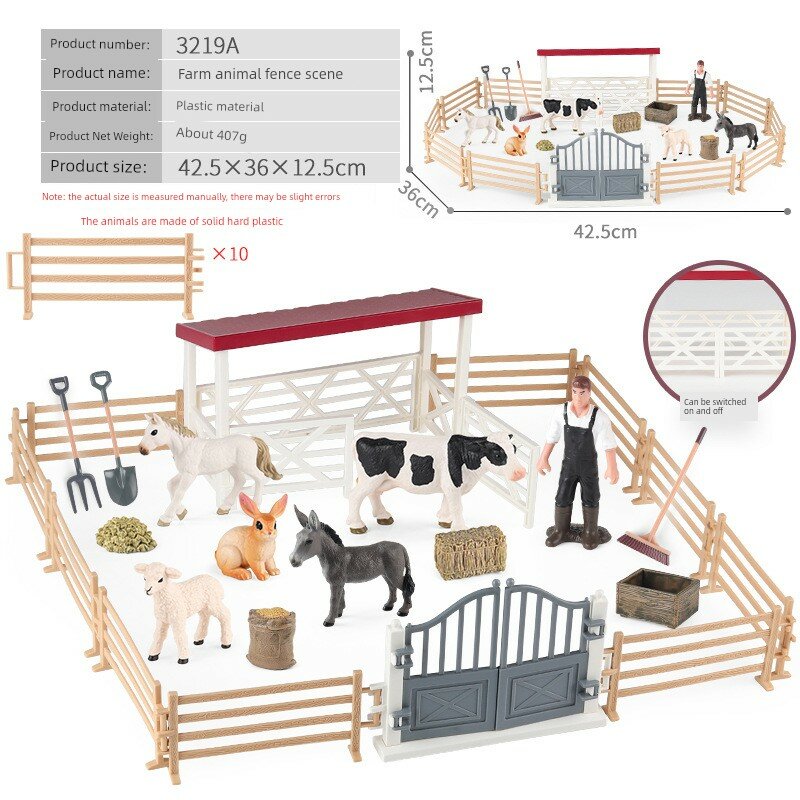 HSN3219A Набор для игры с миниатюрной фермой и ограждением животных для детей