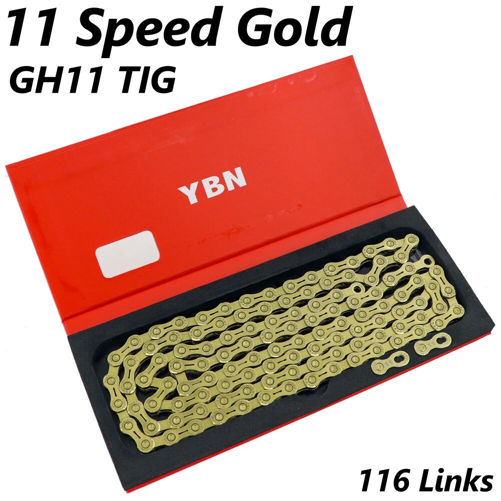 YBN SLA H11-TIG Цепь для велосипеда 10/11/12 скоростей золотое покрытие 11 Speed glod