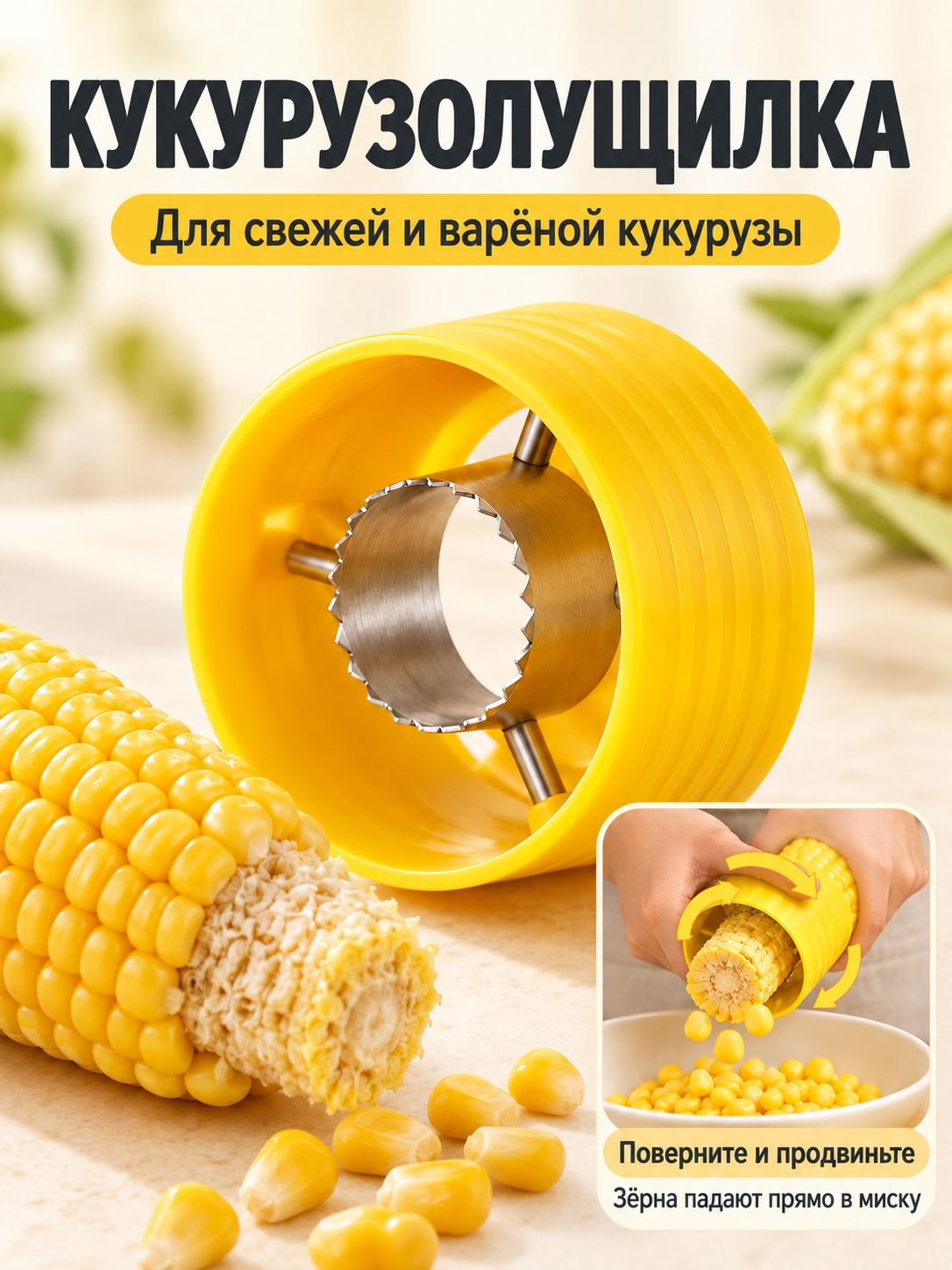 Ручная кукурузолущилка с лезвием из нержавеющей стали 304, для свежих и варёных початков